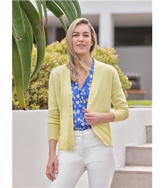 Lemon | Cashmere V Neck Cardigan | WoolOvers UK