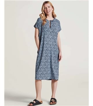Navy | Marlee Lenzing Ecovero Printed Shift Dress | WoolOvers UK
