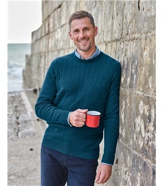 Deep Lake | Cashmere & Merino Cable Jumper | WoolOvers AU
