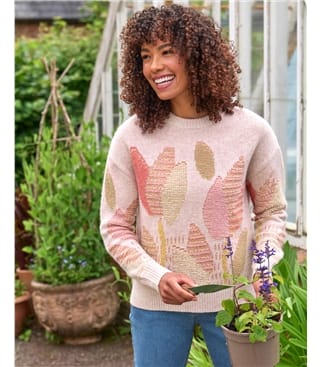 Multi | Gobelin-Pullover mit Gartenmotiven | WoolOvers DE