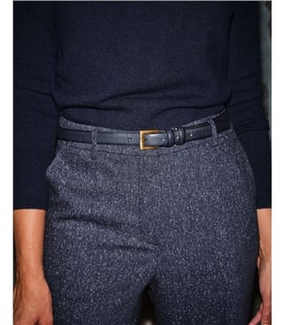 Navy | Leather Belt | WoolOvers UK