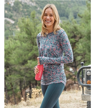Smudge Print | Raven Ruched Side Base Layer Top | WoolOvers UK