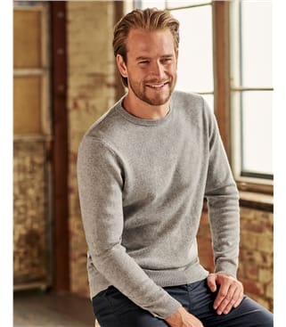Flannel Grey | Cashmere Merino Crew Neck Jumper | WoolOvers AU