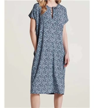 Navy | Marlee Lenzing Ecovero Printed Shift Dress | WoolOvers UK