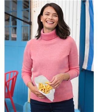 Pink Marl | Womens Lambswool Polo | WoolOvers UK