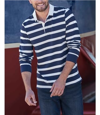 Striped Navy | Organic Cotton Rugby Shirt | WoolOvers AU