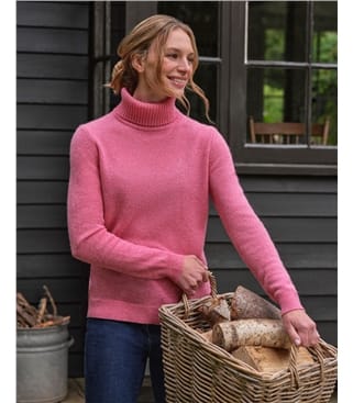 Pink Marl | Womens Lambswool Polo | WoolOvers UK