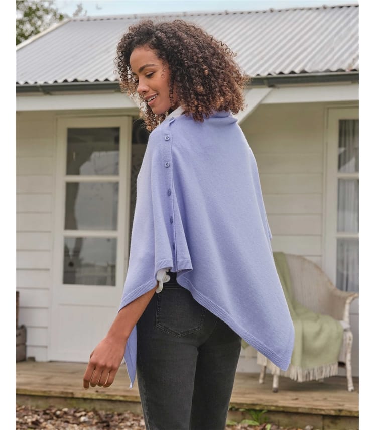 Dusty Lilac | Cashmere Merino Blend Button Poncho | WoolOvers AU