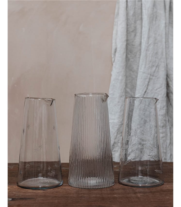 Star | Etched Tapered Glass Jug | WoolOvers UK