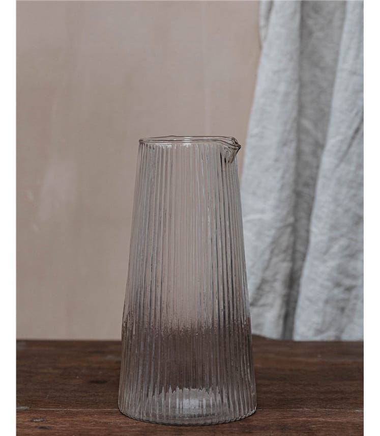 Ribbed | Etched Tapered Glass Jug | WoolOvers UK