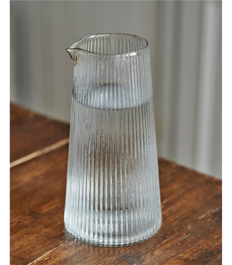 Ribbed | Etched Tapered Glass Jug | WoolOvers UK