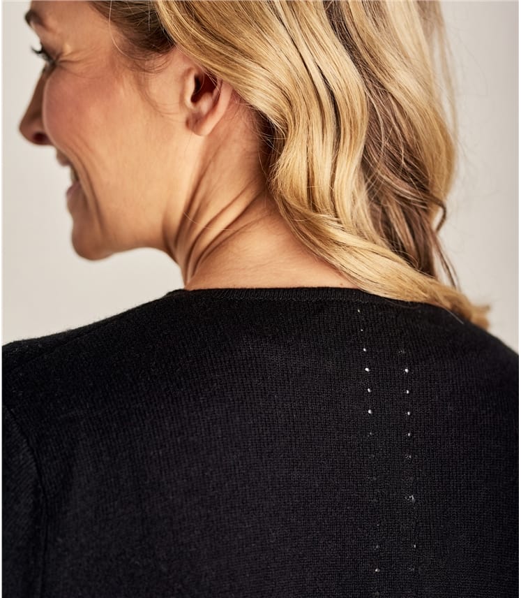 Black Womens Cashmere And Merino Waterfall Cardigan Woolovers Us