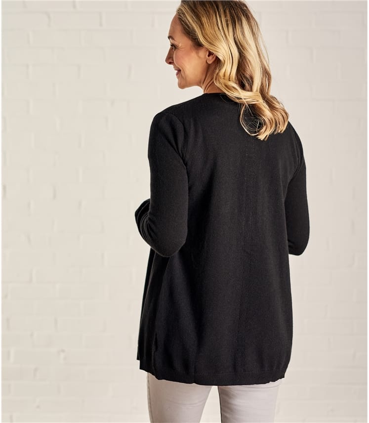 Black Womens Cashmere And Merino Waterfall Cardigan Woolovers Uk