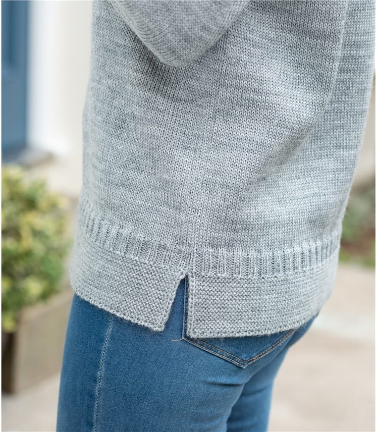 Flannel Grey | Womens Pure Wool Guernsey Jumper | WoolOvers AU