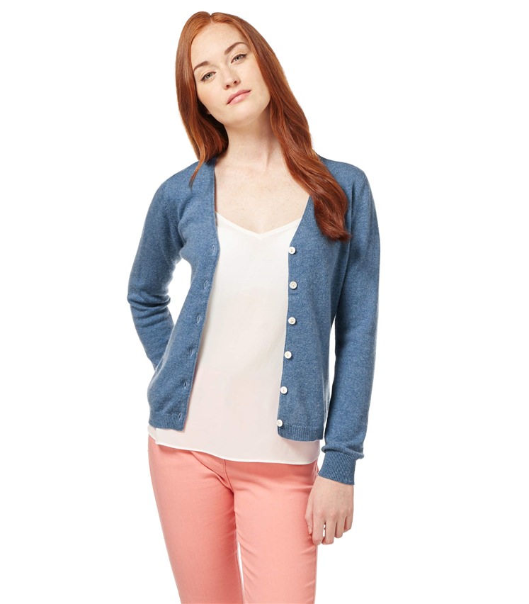 Bluebell Womens Cashmere And Merino Luxurious V Neck Cardigan