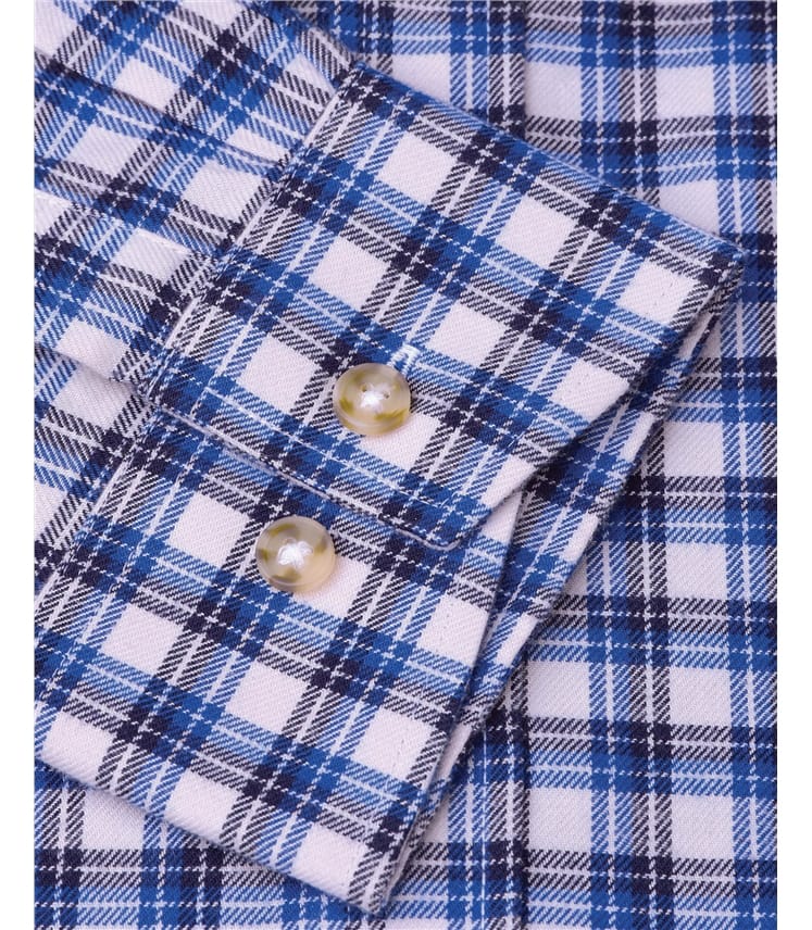 White Blue Navy Check Checked Brushed Cotton Shirt Woolovers Uk