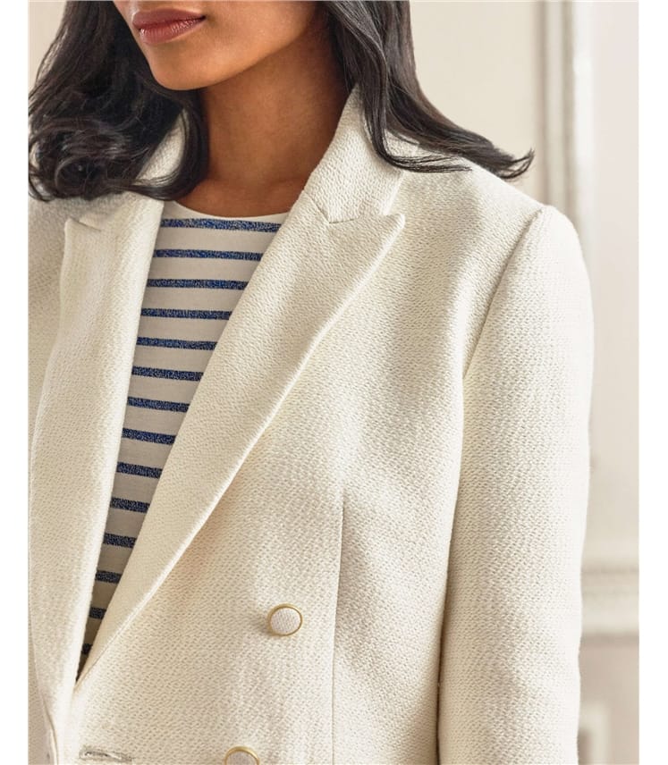 Ivory | Textured Cotton Blazer | WoolOvers US