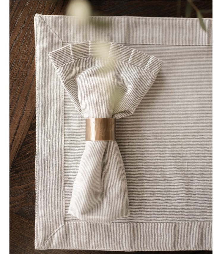 Charcoal | Pin Stripe Frill Napkin | WoolOvers UK