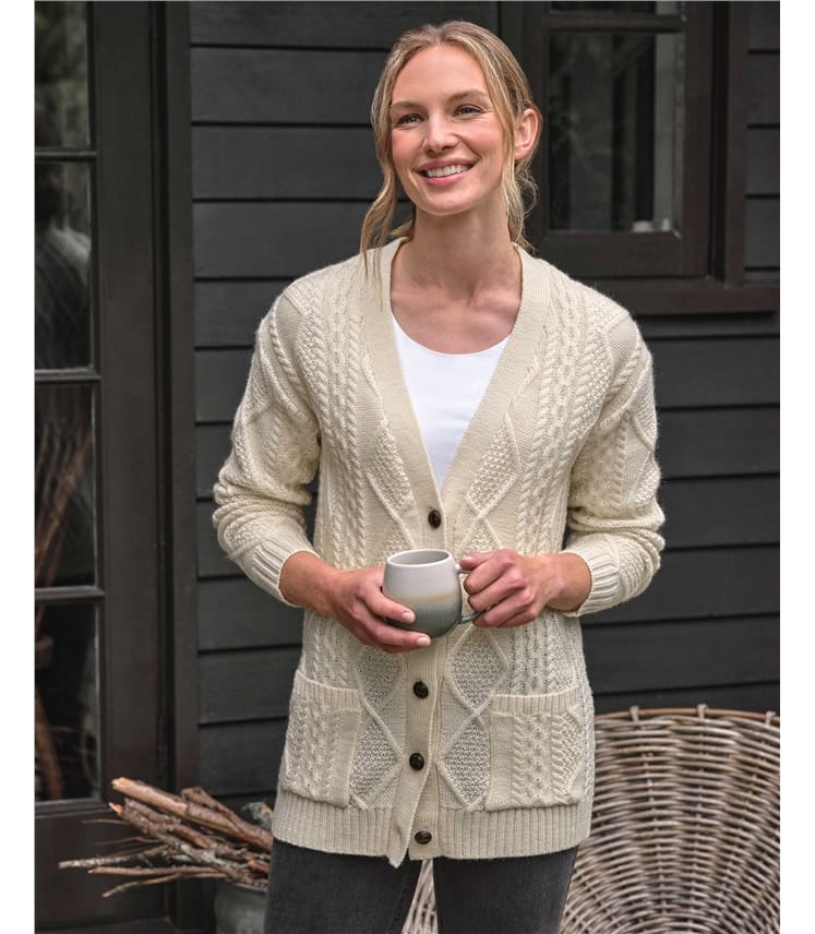 Aran Cream | Boyfriend Aran Cardigan | WoolOvers AU