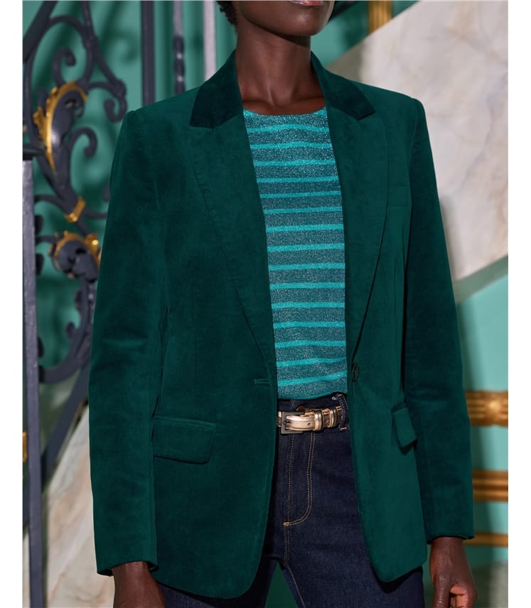 Forest Green | Washed Velvet Jacket | WoolOvers US