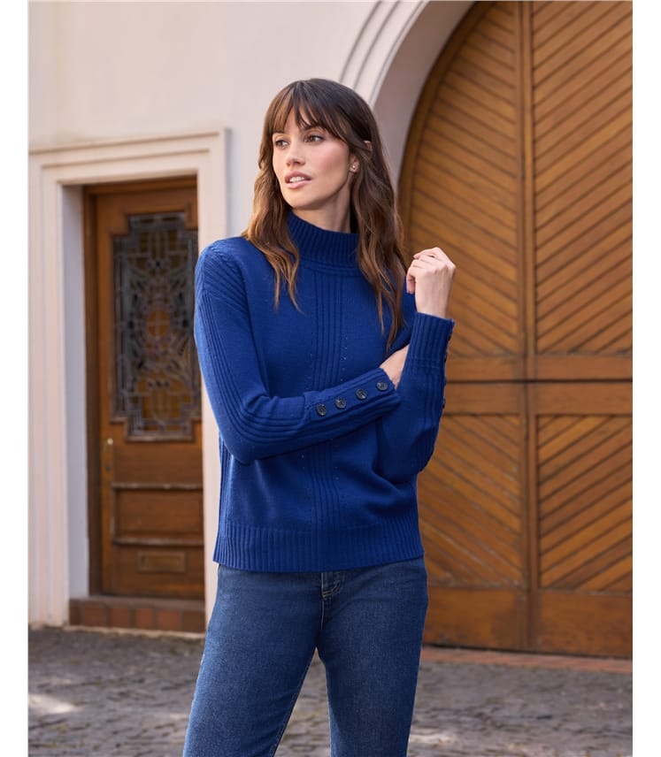 Ink | Wool Cashmere Button Sleeve Sweater | WoolOvers US