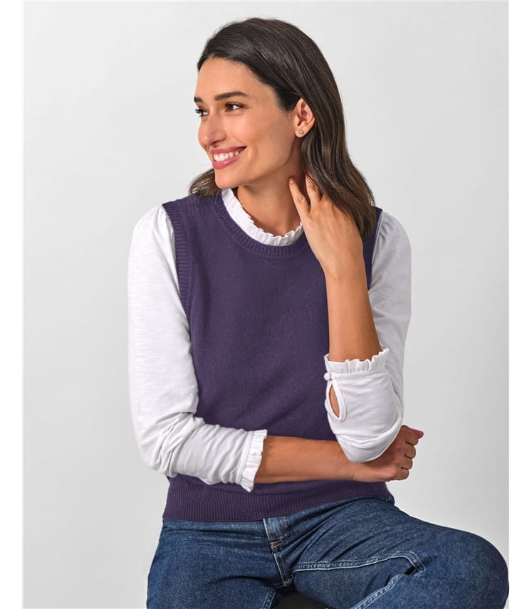 Dark Grape | Cashmere Knitted Tank | WoolOvers UK