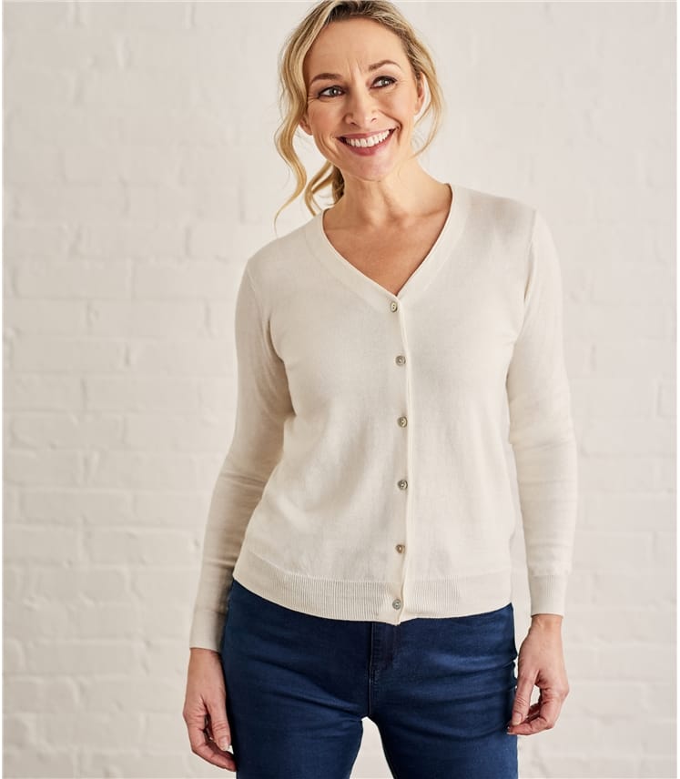 Aubergine Womens Silk And Cotton Soft Feel V Neck Cardigan Woolovers Us