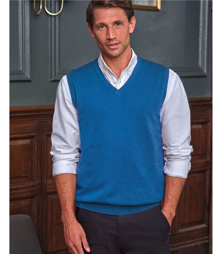 Deep Marine | Mens Cashmere Vest | WoolOvers US