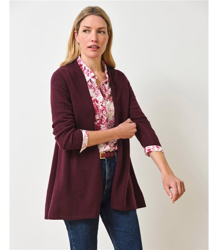 Raisin | Gassato Lightweight Cashmere Swing Cardigan | WoolOvers US