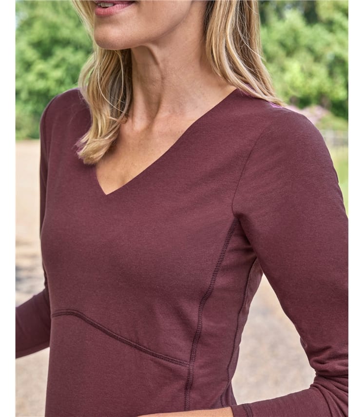 Rosewood | Trek Double Front V Neck Base Layer | WoolOvers US