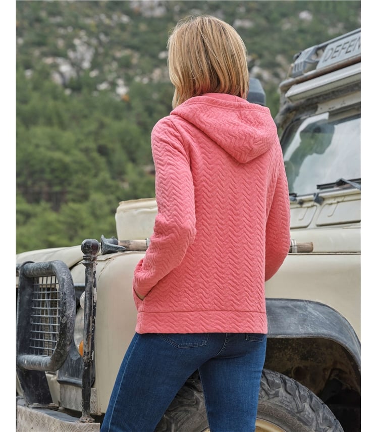 Rosey Pink | Exertion Chevron Quilted Hoodie | WoolOvers UK