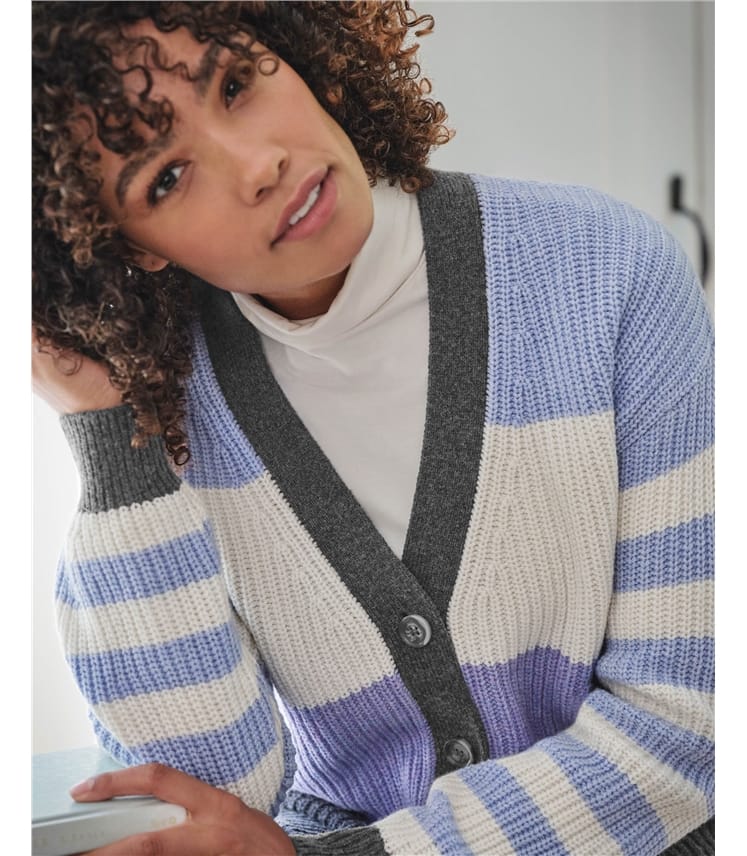 Multi | Pointelle Stitch Striped Sweater | WoolOvers US