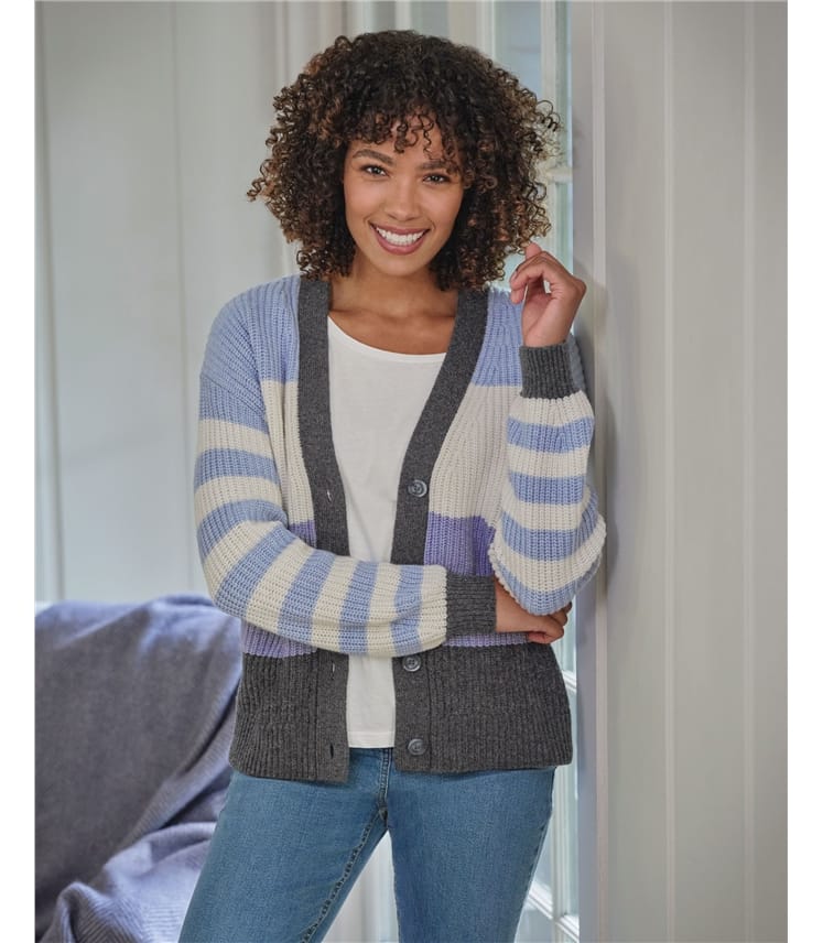 Multi | Pointelle Stitch Striped Sweater | WoolOvers US