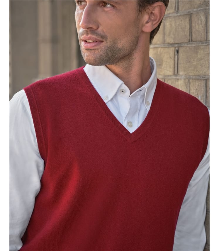 Berry Red | Mens Cashmere Slipover | WoolOvers UK