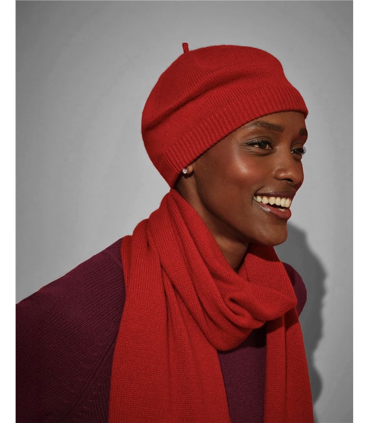 Berry Red | Pure Cashmere Beret | WoolOvers UK
