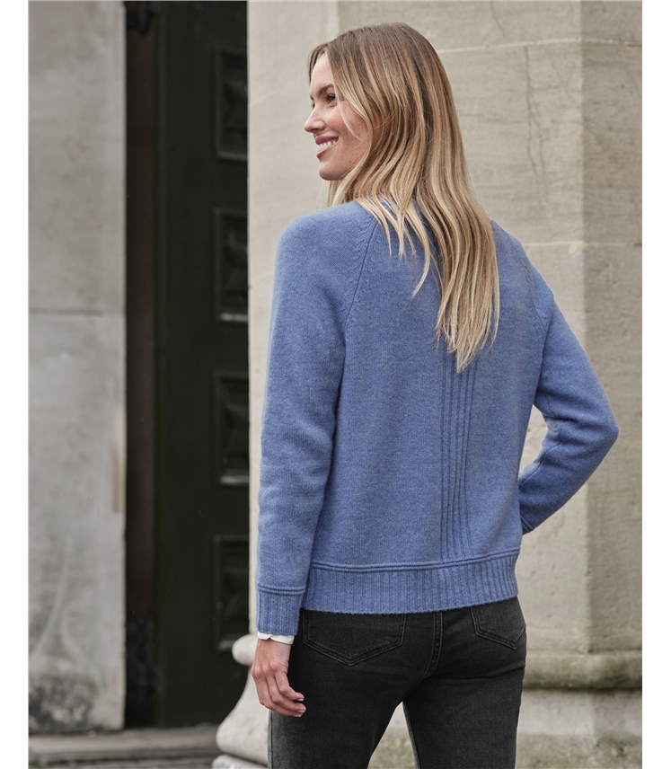 Denim Chambray | Cashmere Lofty Raglan Sleeve Sweater | WoolOvers US