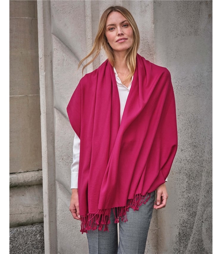 Lipstick Pink | Super Soft Cashmere Blend Pashmina | WoolOvers UK