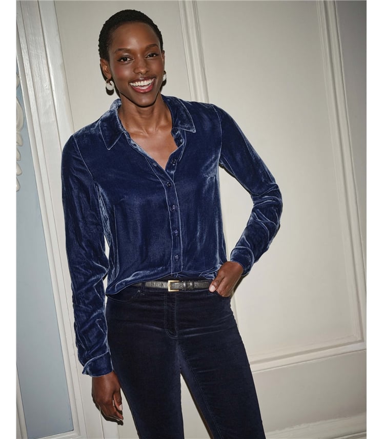 Midnight | Velvet Silk Shirt | WoolOvers US