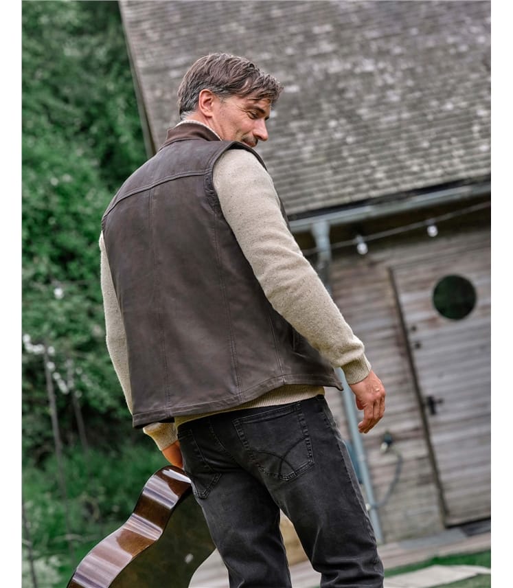 Brown | Glenridding Leather Gilet | WoolOvers UK