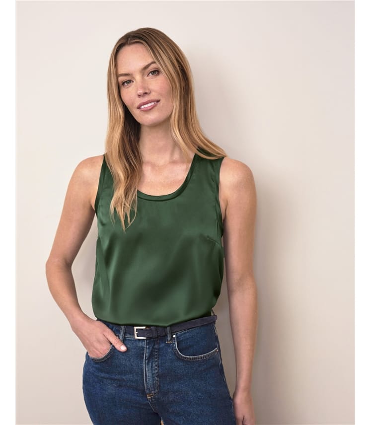 Emerald | Silk Front Jersey Vest | WoolOvers UK