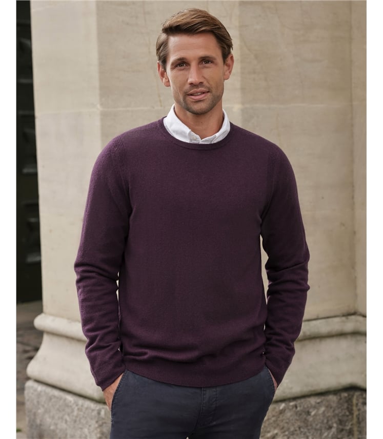 Deep Mulberry | Mens Cashmere Crew Sweater | WoolOvers UK