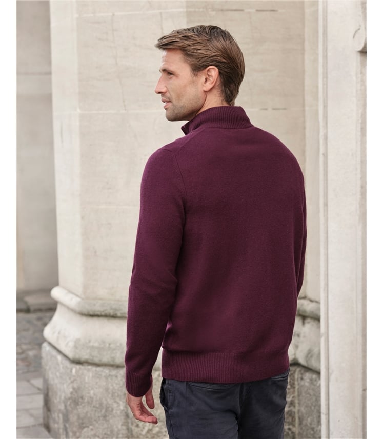 Deep Merlot | Mens Cashmere Zip Neck Sweater | WoolOvers UK