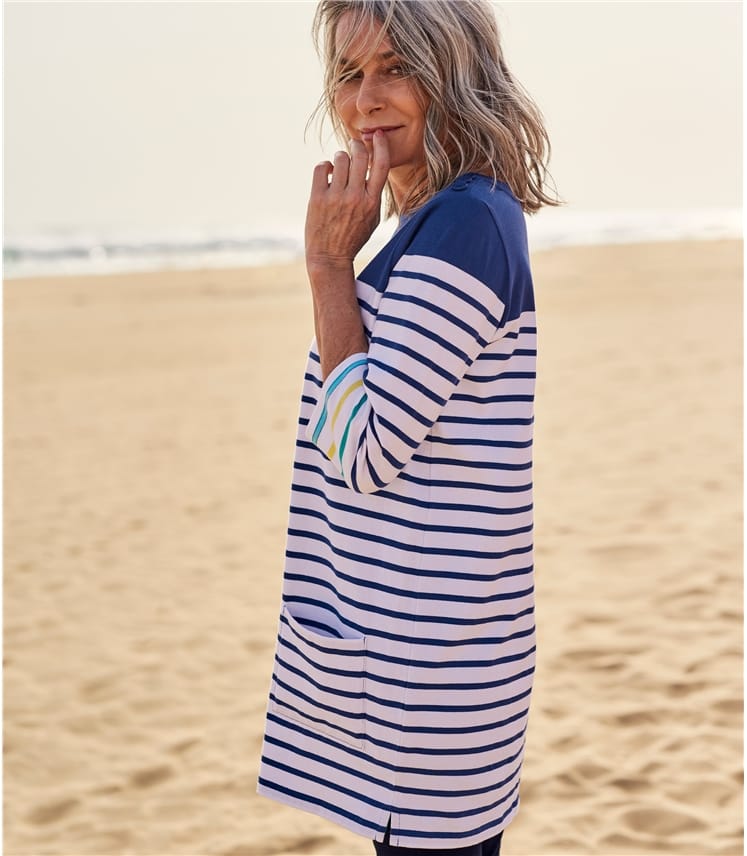 Stripe | Womens Nautical Button Tunic | WoolOvers AU