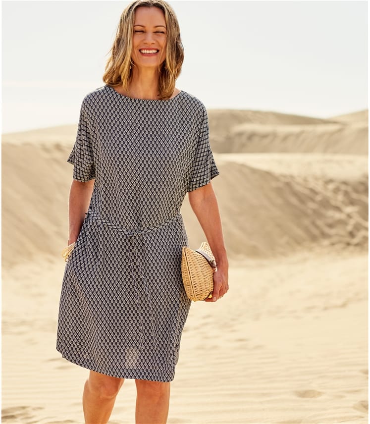 Dark Storm | Womens Tile Print Dress | WoolOvers AU