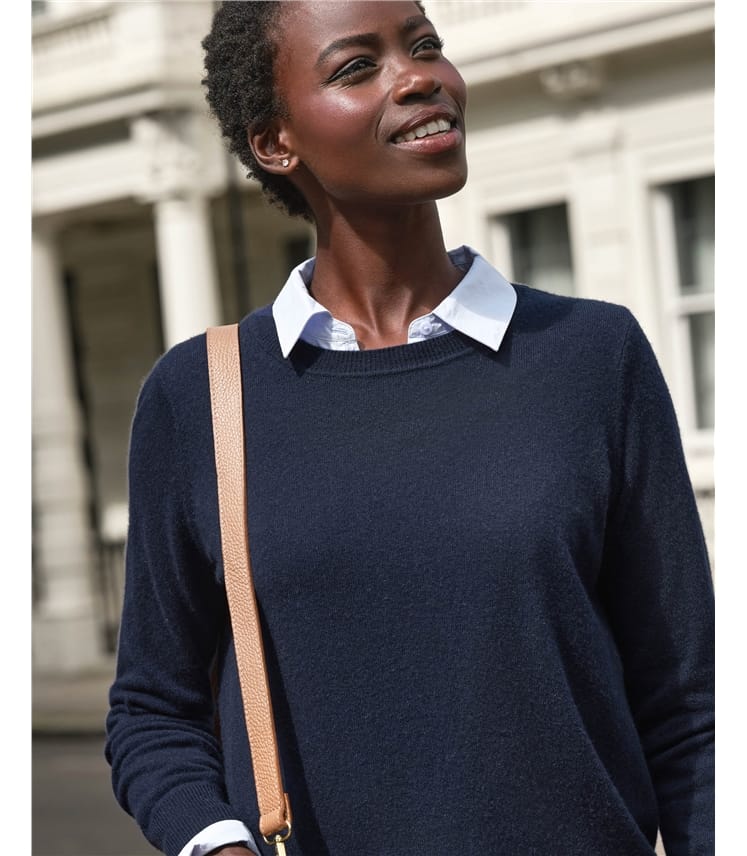 Midnight Navy | Womens Cashmere Boyfriend Sweater | WoolOvers US