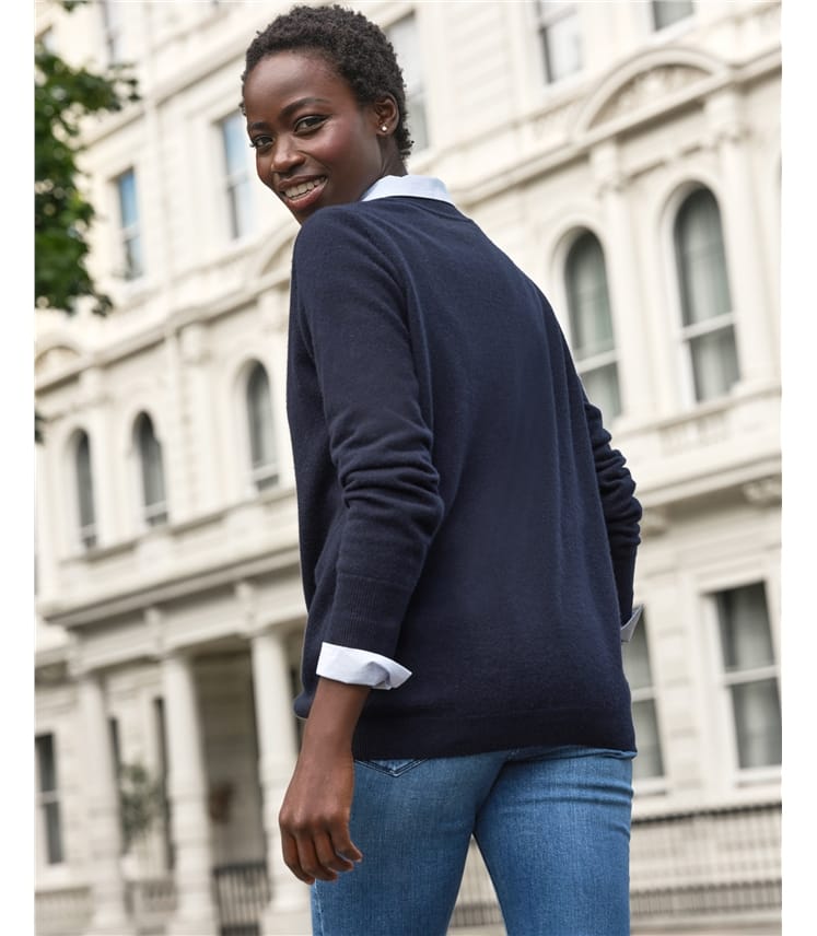 Midnight Navy | Womens Cashmere Boyfriend Sweater | WoolOvers US