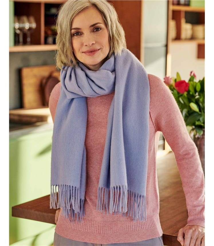 Cornflower | Wide Pure Wool Scarf | WoolOvers UK