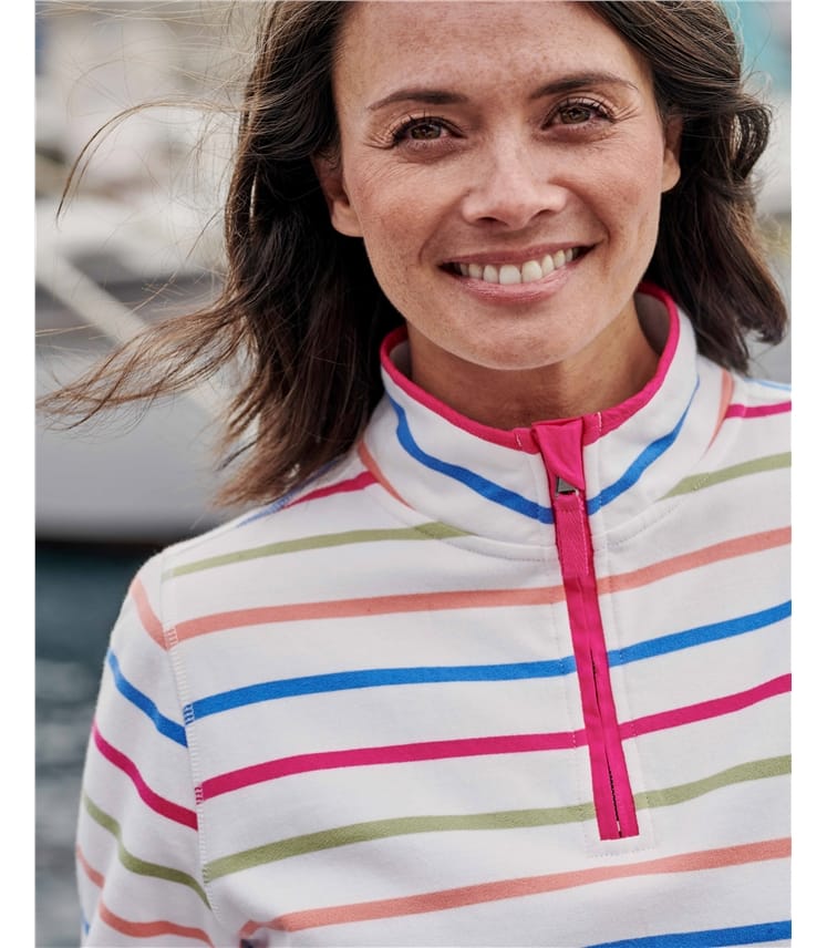 Bright Multi Stripe | Half Zip Sweatshirt | WoolOvers AU