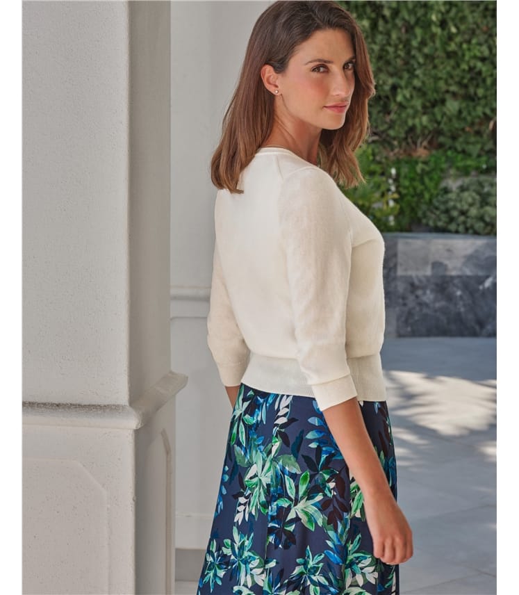 Soft White | Cashmere Cropped Cardigan | WoolOvers UK