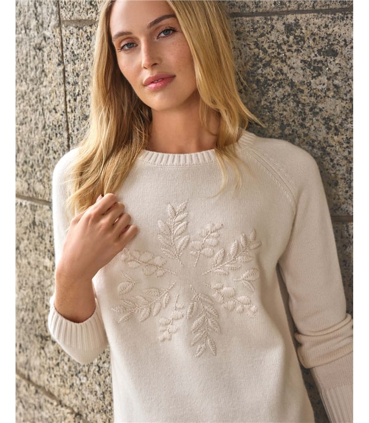 Vanilla | Cashmere Blend Hand Embroidered Sweater | WoolOvers US